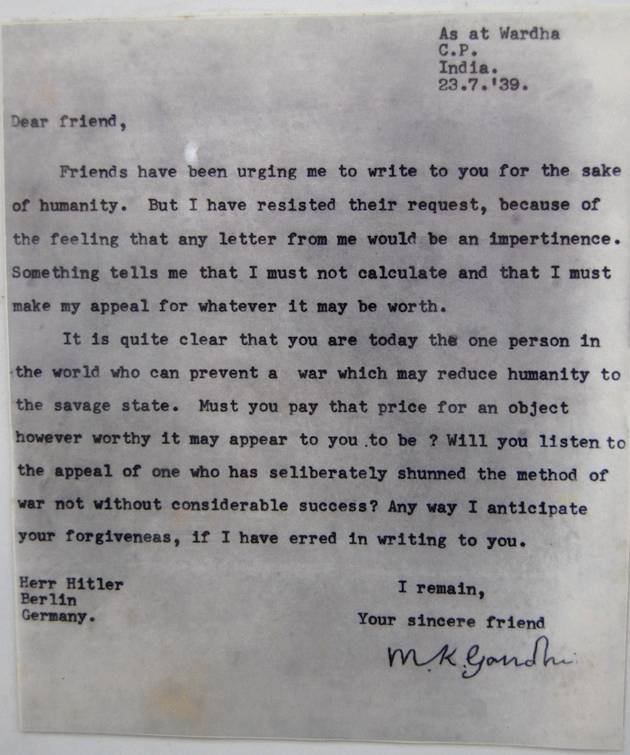 ‘Dear Friend’ Letter to Adolf Hitler From Gandhi