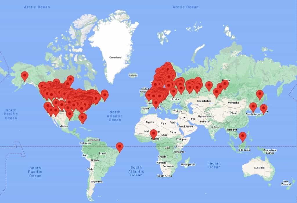 Map of Hockey and Baseball Players
